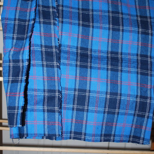 Blue Plaid Fabric - Etsy