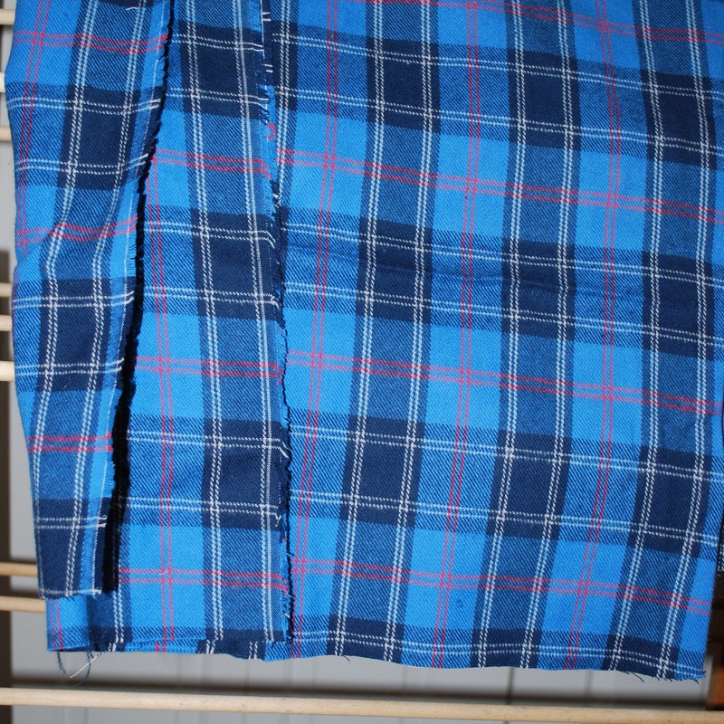Blue Plaid Fabric - Etsy
