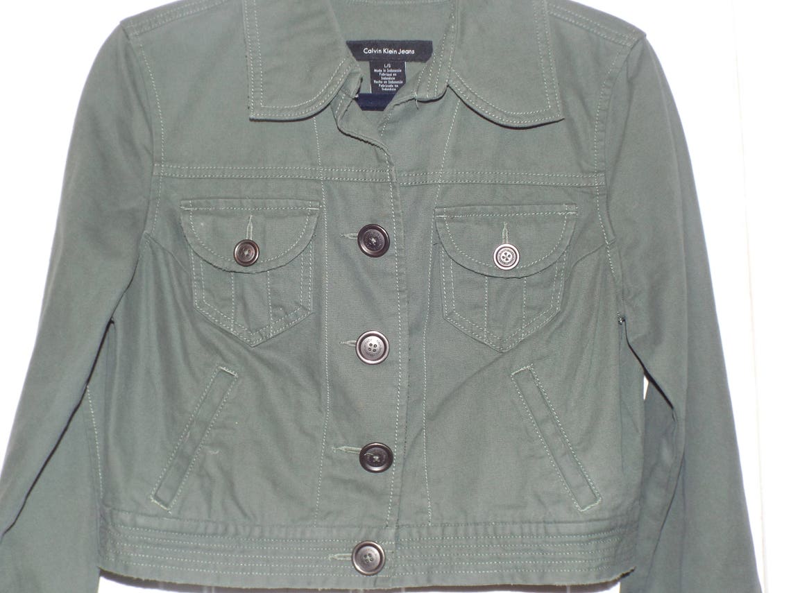 80s Green Cropped Jacket Calvin Klein Green Coat | Etsy