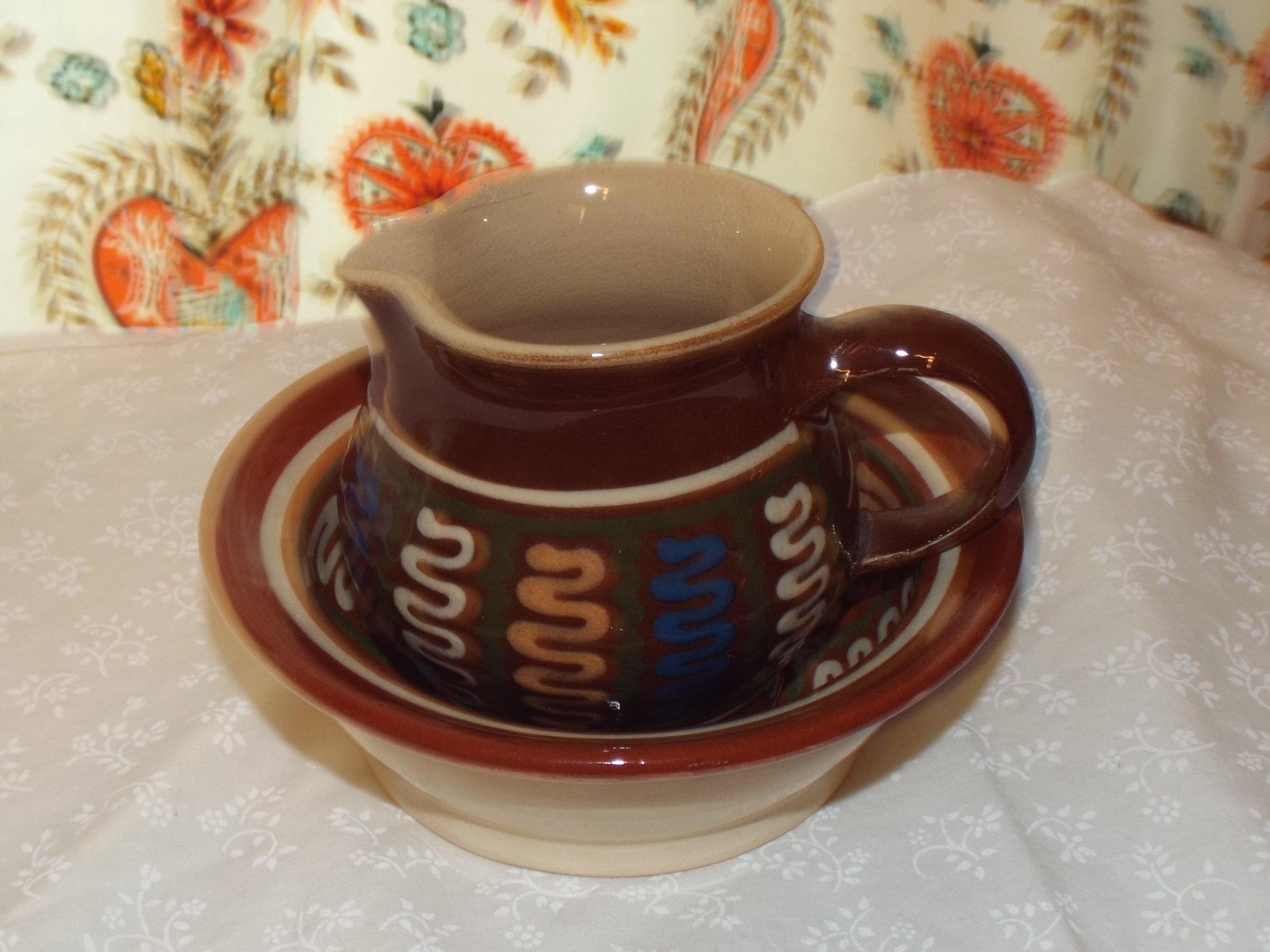 Mini Pitcher and Bowl Redware Pottery | Etsy