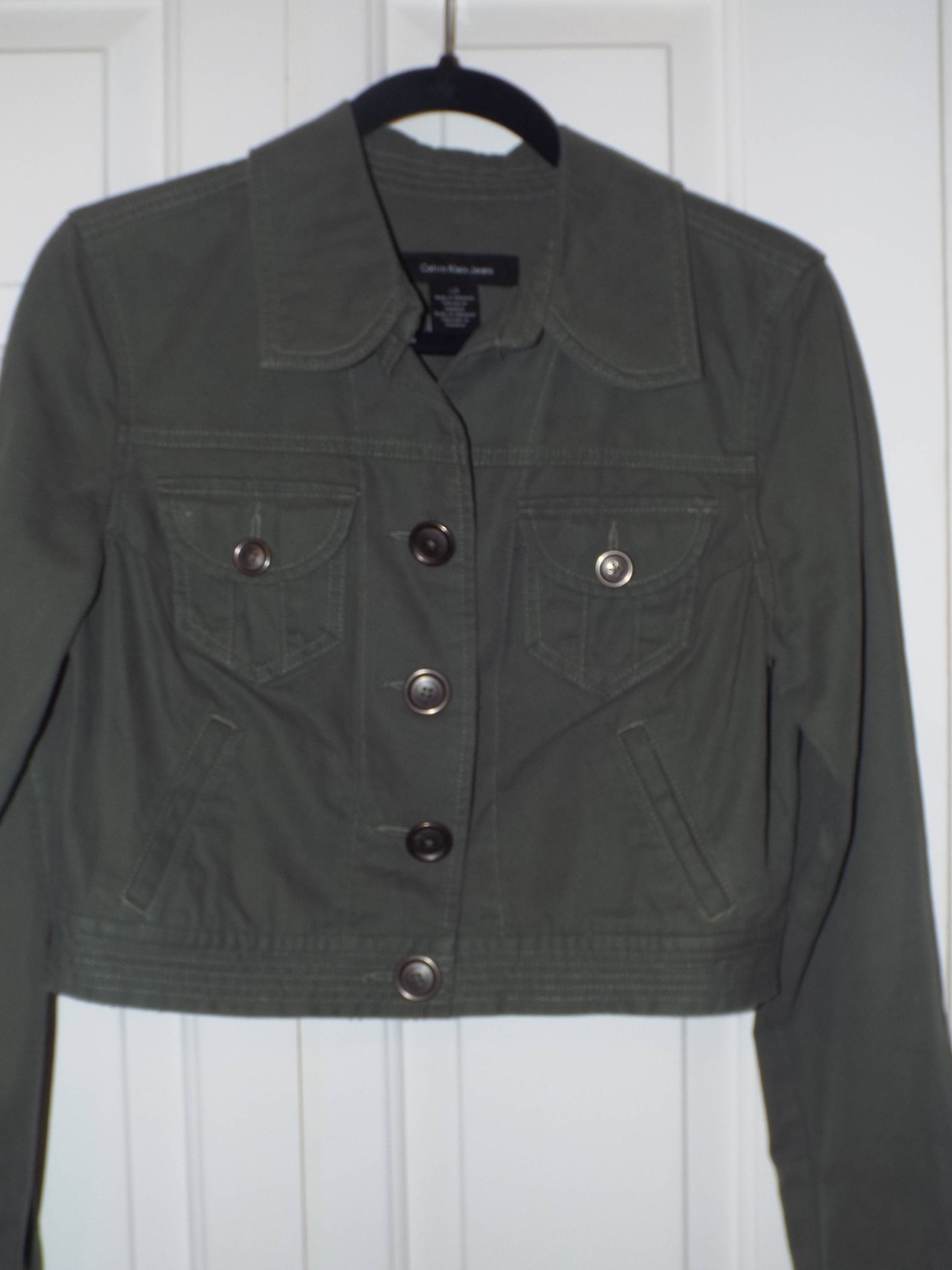 80s Green Cropped Jacket Calvin Klein Green Coat | Etsy