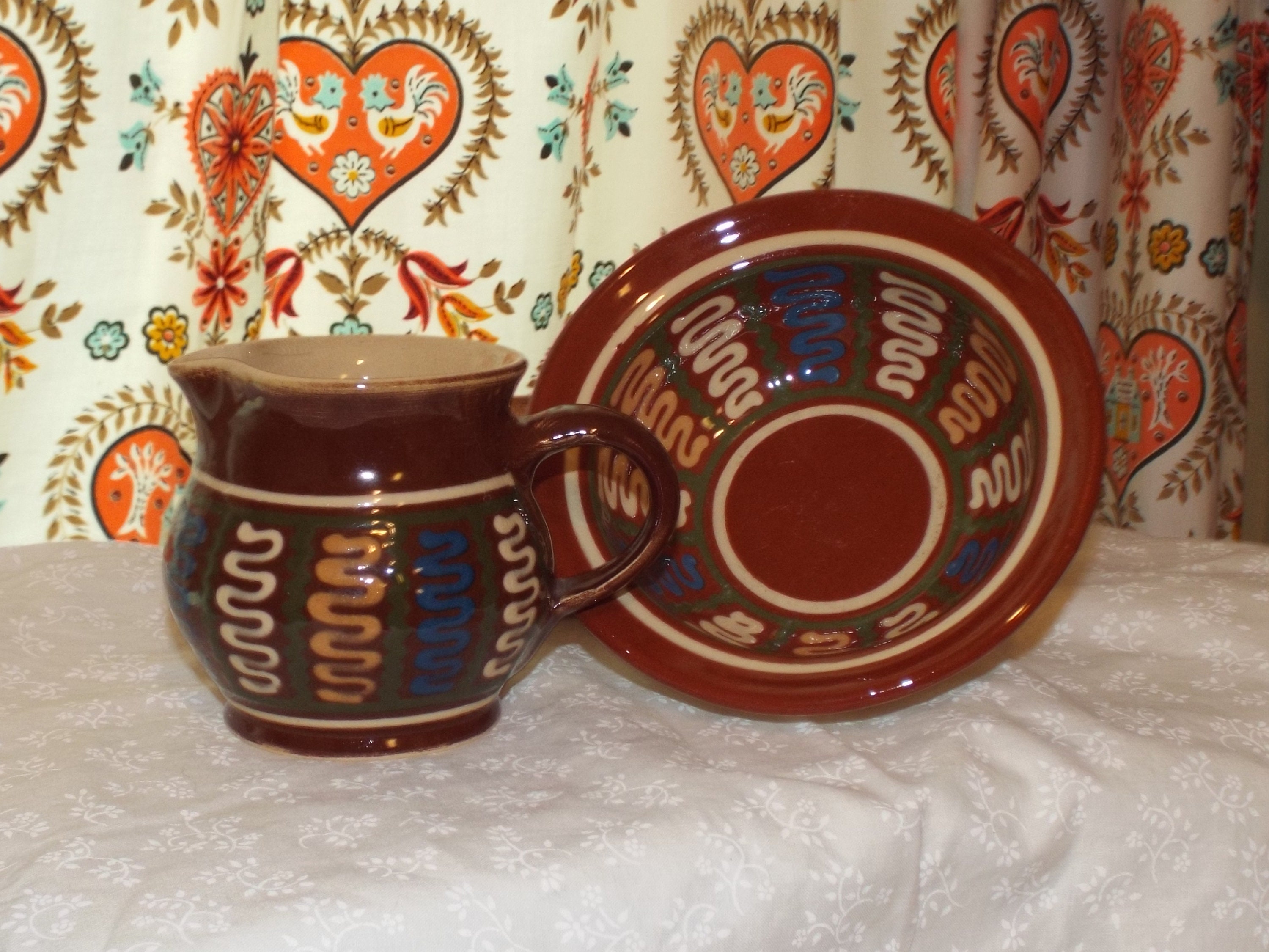 Mini Pitcher and Bowl Redware Pottery | Etsy