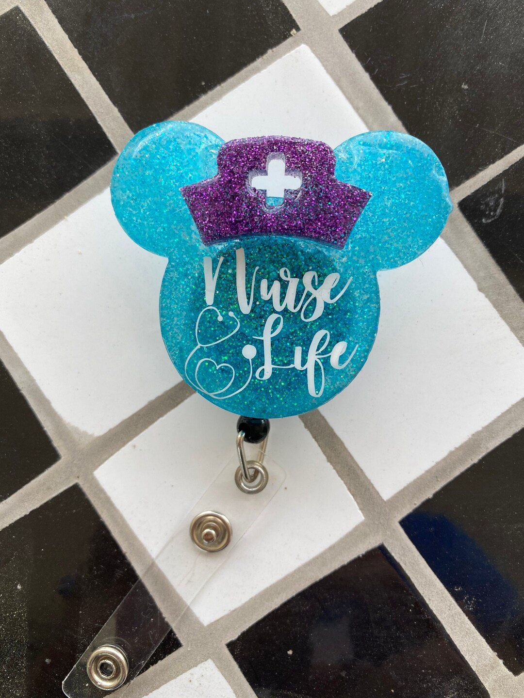 Nurse/doctor Themed Custom Minnie Mouse Badge Reel Keychain - Etsy