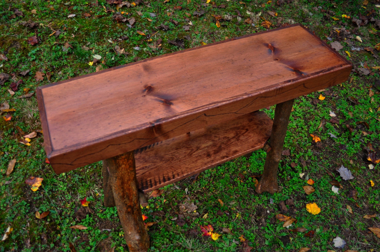 Rustic Tree Trunk Console Entry Table Handmade Sofa 54" Table With ...