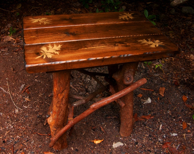 Rustic Handmade End Table Log Cabin Adirondack Art Furniture by J. Wade ...