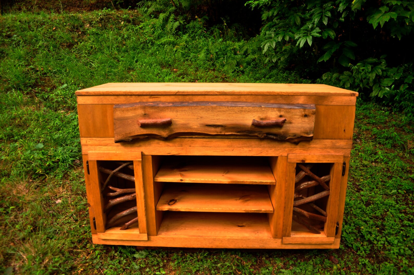 Rustic Wood Media TV Console Sideboard Table With Mountain - Etsy