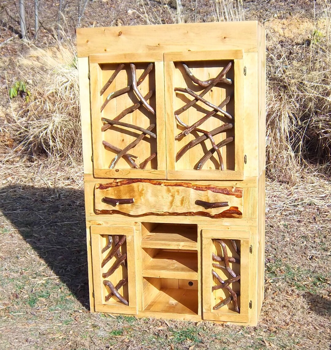 Rustic TV Media Entertainment Center Stand Log Cabin Adirondack ...