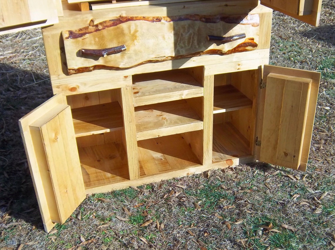 Rustic TV Media Entertainment Center Stand Log Cabin Adirondack ...