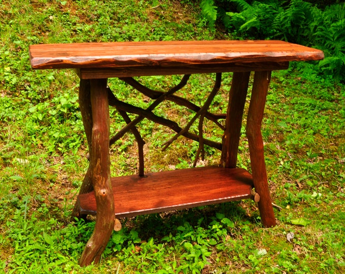 Rustic TV Stand Console Sofa Table With Shelf Log Cabin - Etsy