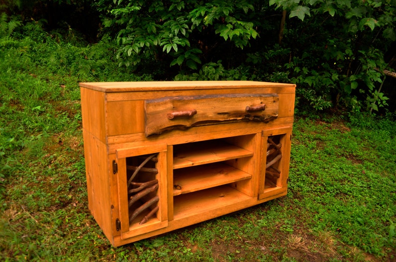 Rustic Wood Media TV Console Sideboard Table With Mountain - Etsy