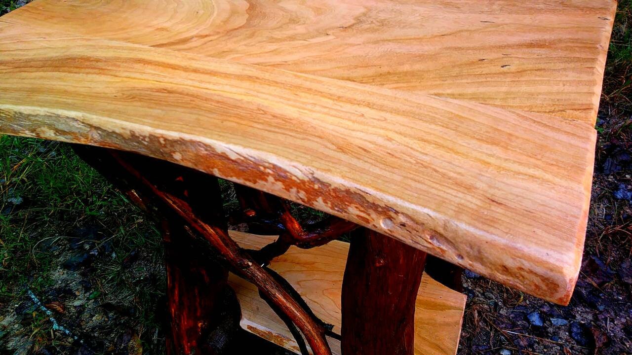 Handmade Rustic End Table Primitive Adirondack Art Furniture Cherry Top ...