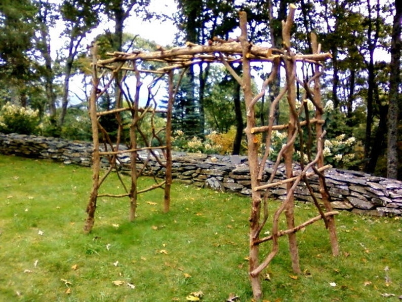 Rustic Handmade Mountain Laurel and Rhododendron Wedding Arch Log Cabin ...