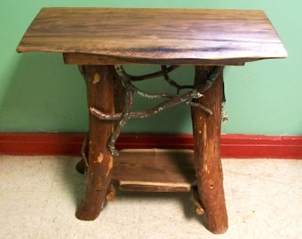 Rustic Handmade End Table Log Cabin Adirondack Art Furniture by J. Wade ...