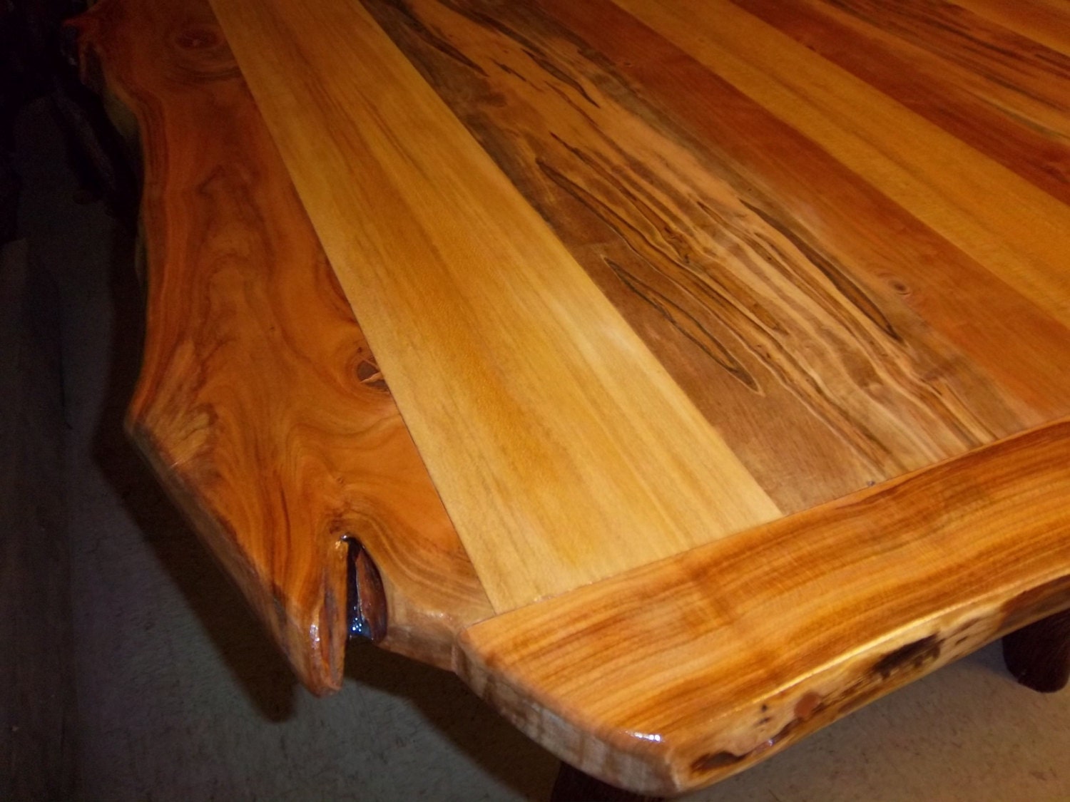 Rustic Hardwood Calico Dining Table Log Cabin Adirondack Furniture by J ...