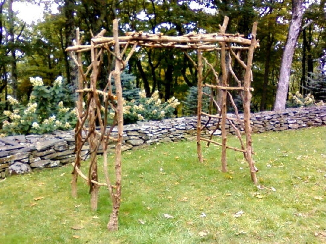 Rustic Handmade Mountain Laurel and Rhododendron Wedding Arch Log Cabin ...