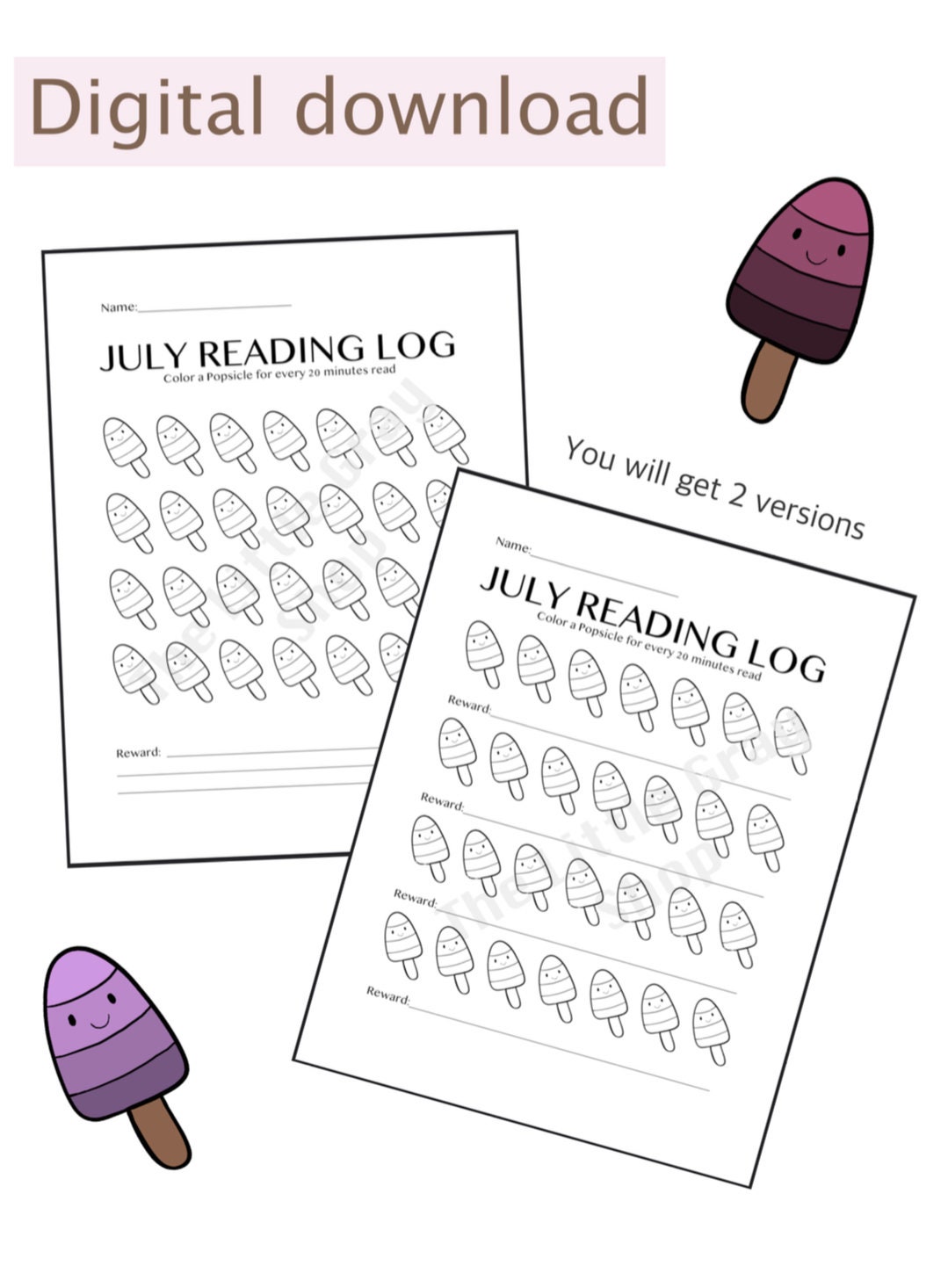 Printable Popsicle Summer Reading Tracker for Kids Kid's - Etsy