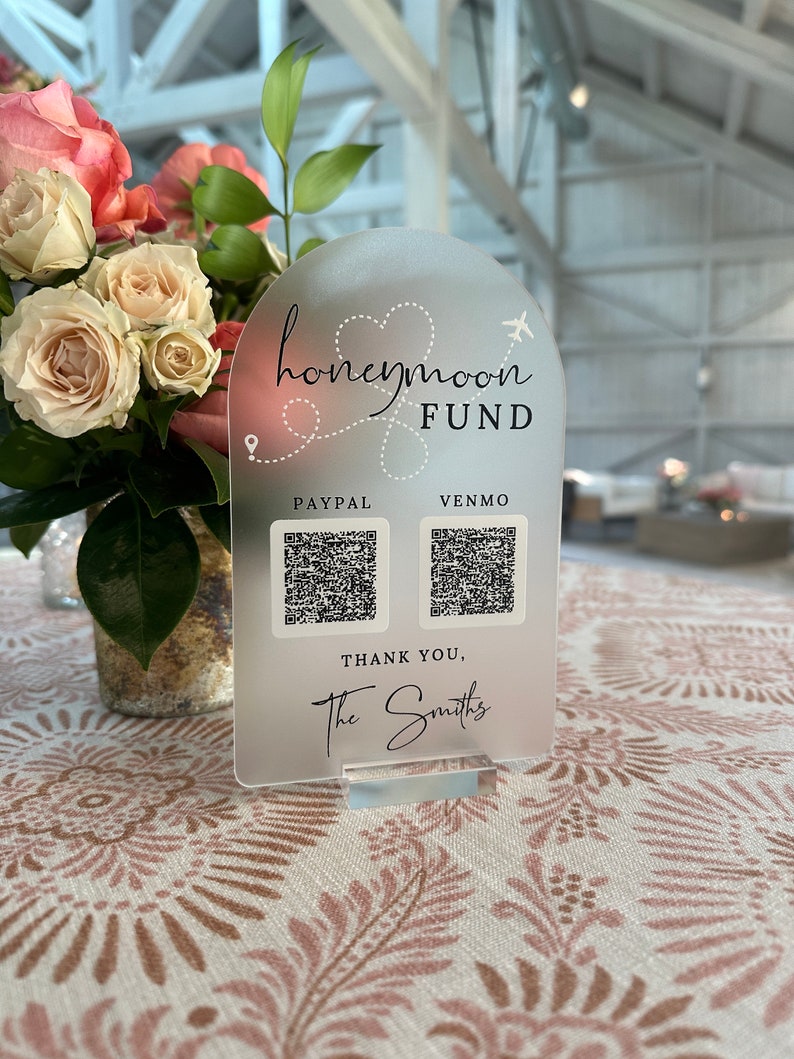 Honeymoon Fund QR Code Wedding Sign - Etsy