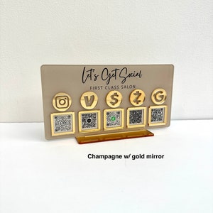 QR Code Display Sign Acrylic, Social Media Sign, 5 Codes, SIZE 4.5x8.6 ...