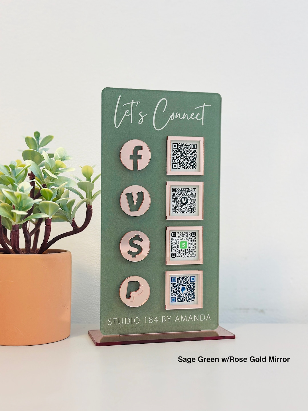 Acrylic QR Code Display Sign: Social Media, Four Codes (4.5x9) - Etsy