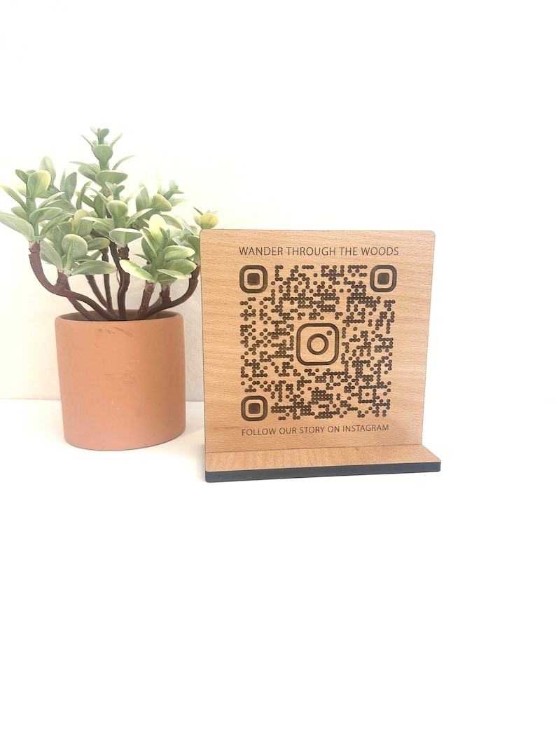 Laser Engraved Beech Wood QR Code Sign - Etsy