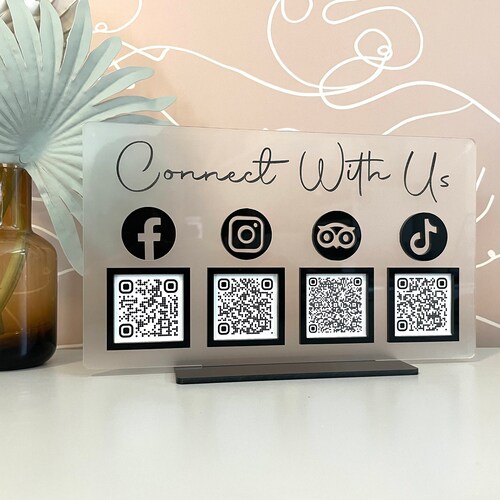 Social Media QR Code Sign Quadruple Social Media Sign Multi QR - Etsy