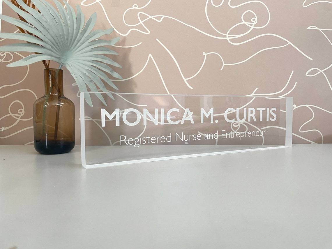 LARGE Name Plate 12x3x1 Business Card Holder Desk Custom - Etsy