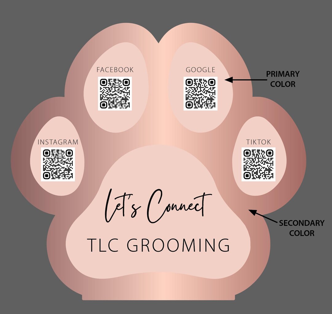 Paw Shaped QR Code Sign With Four QR Codes - Etsy