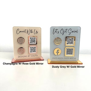 QR Code Sign Acrylic, QR Plaque, Social Media Sign, Two Codes, SIZE 4. ...