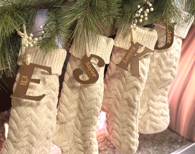 4 Christmas Stocking Letter, Christmas Tree Ornament, Large Letter ...