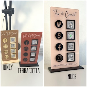 QR Code Display Sign Acrylic, 4 Codes, Quadruple Code Sign, SIZE 4.5x9 ...