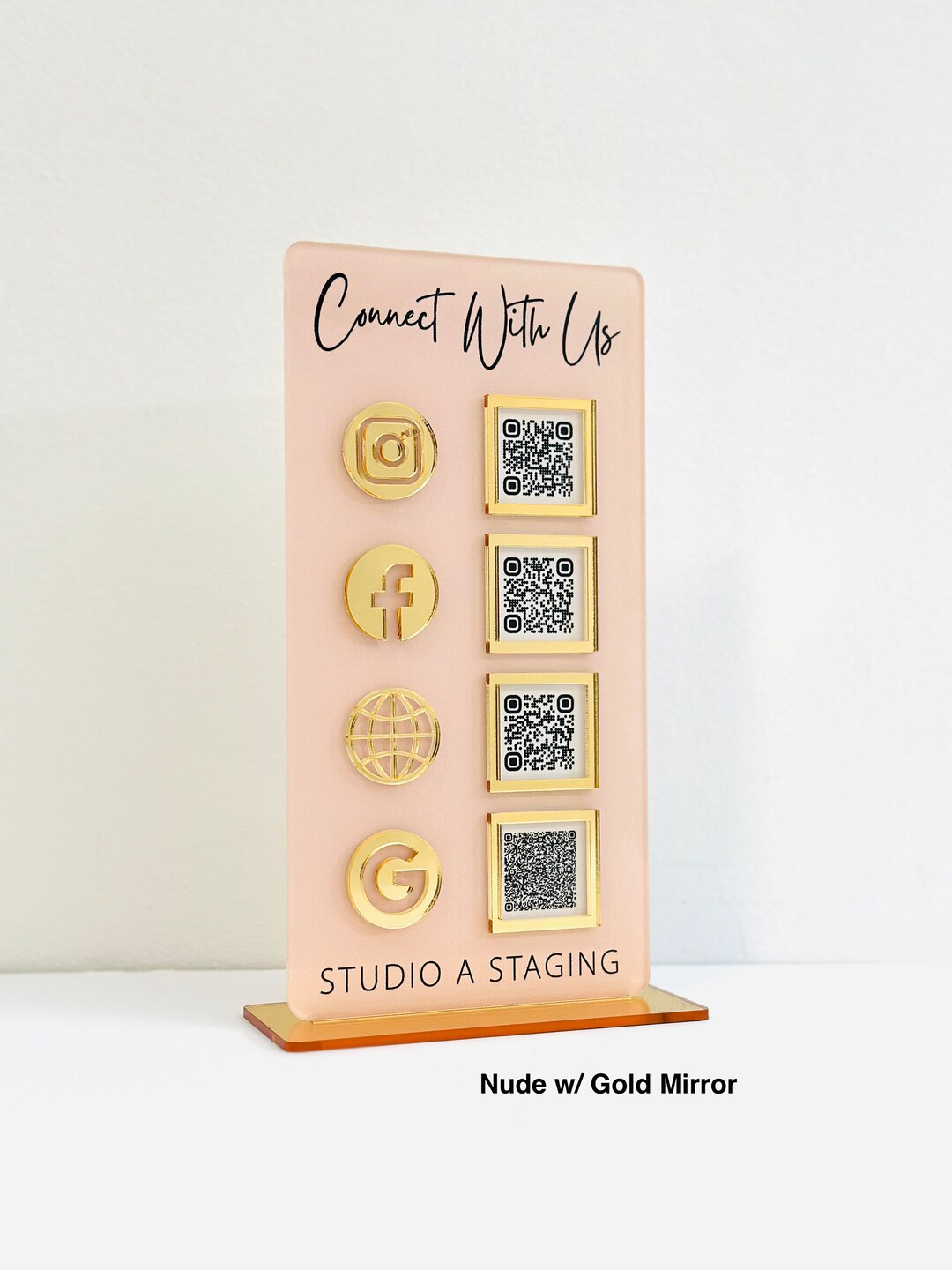 QR Code Display Sign Acrylic, Lets Get Social, Social Media Sign, Four ...