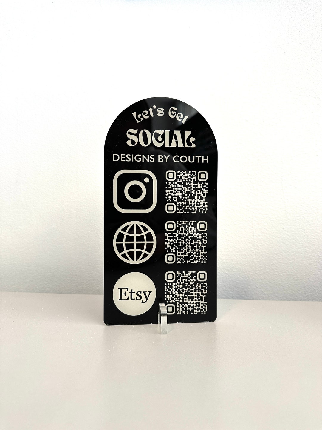 Custom Acrylic QR Code Business Sign: Social Media Display (4.4 X 8.7 ...