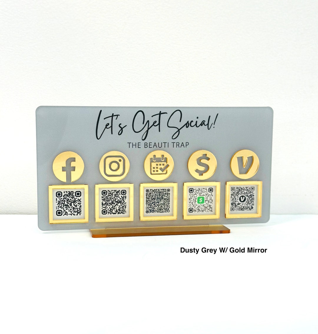 QR Code Display Sign Acrylic, Social Media Sign, 5 Codes, SIZE 4.5x8.6 ...