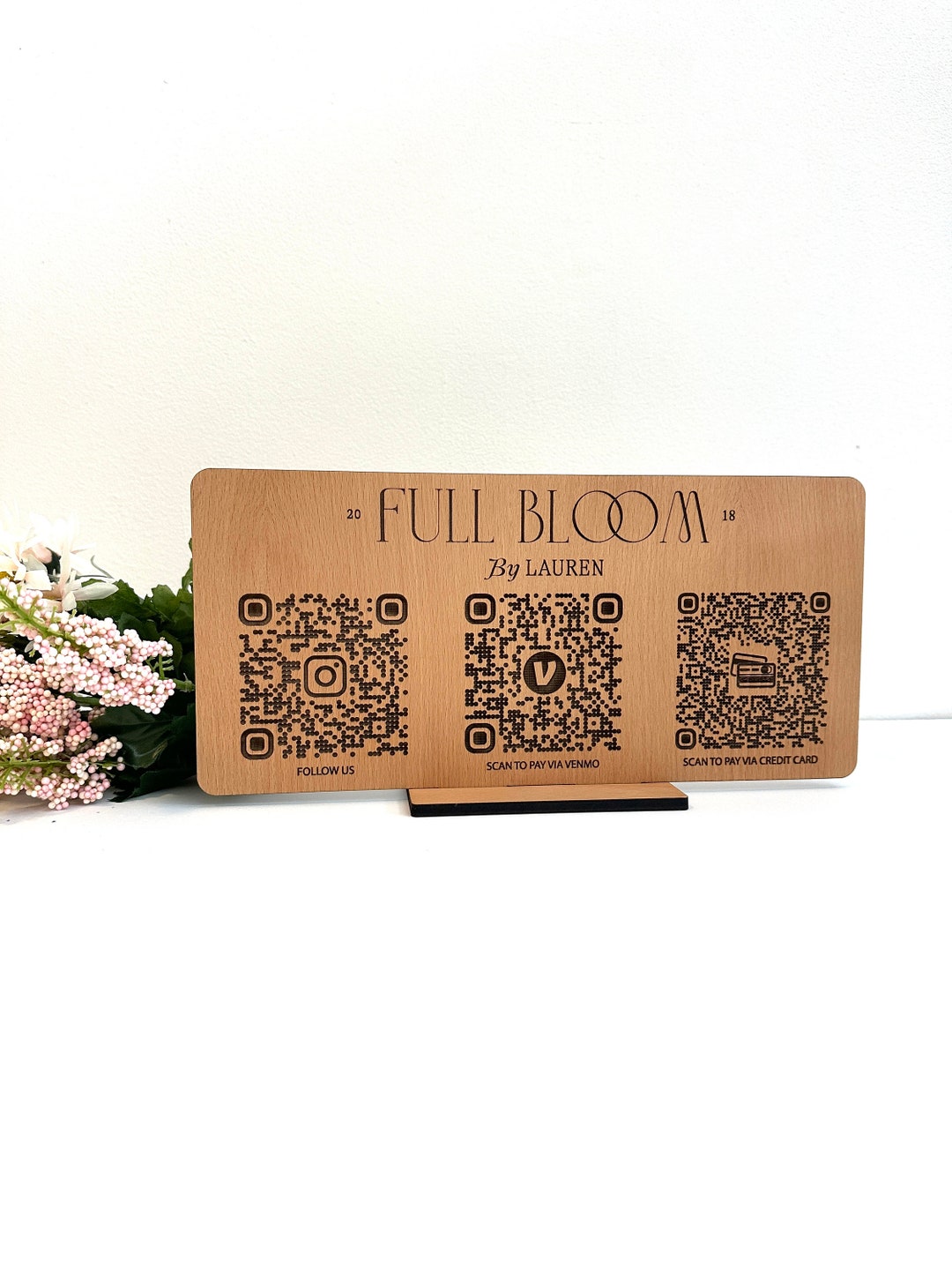 Laser Engraved Beech Wood QR Code Sign - Etsy