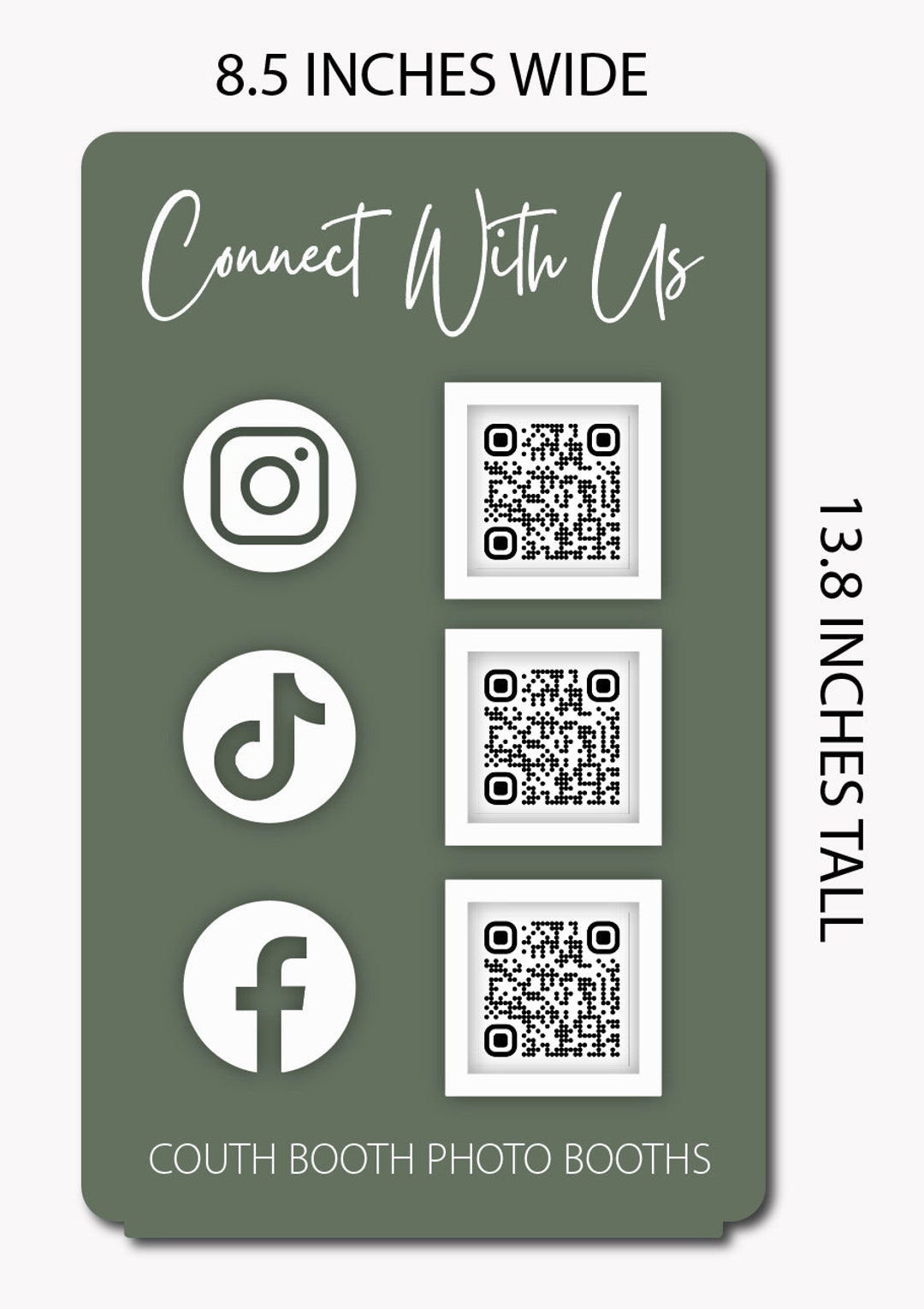 Ginormous Triple QR Code Sign, 3 Code Social Media Sign, SIZE 8.5 by 13 ...