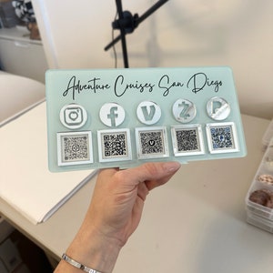 QR Code Display Sign Acrylic, Social Media Sign, 5 Codes, SIZE 4.5x8.6 ...