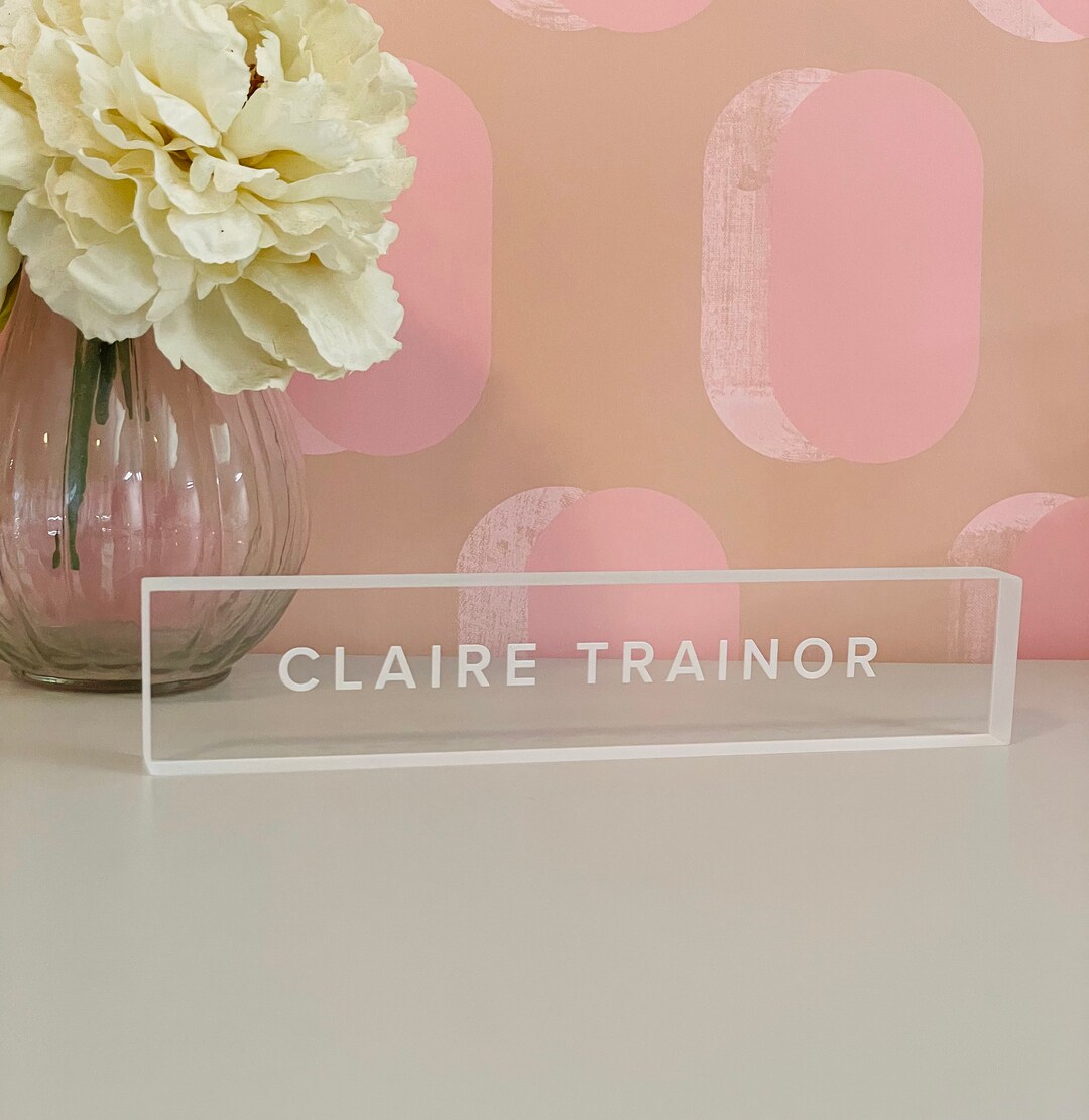 Name Plate Acrylic 10in, Business Card Holder Desk, Custom Name Sign ...