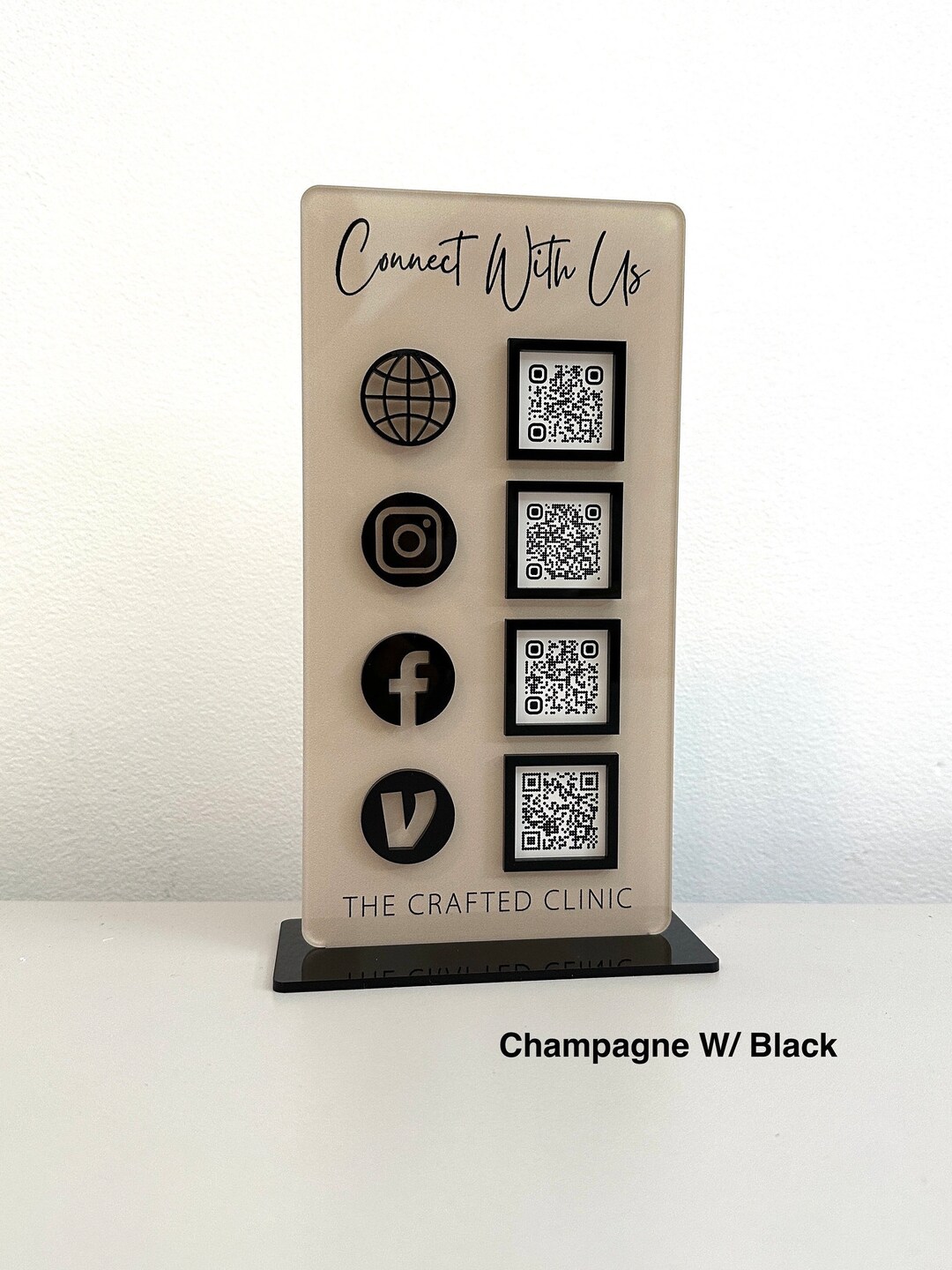 QR Code Display Sign Acrylic, 4 Codes, Quadruple Code Sign, SIZE 4.5x9 ...