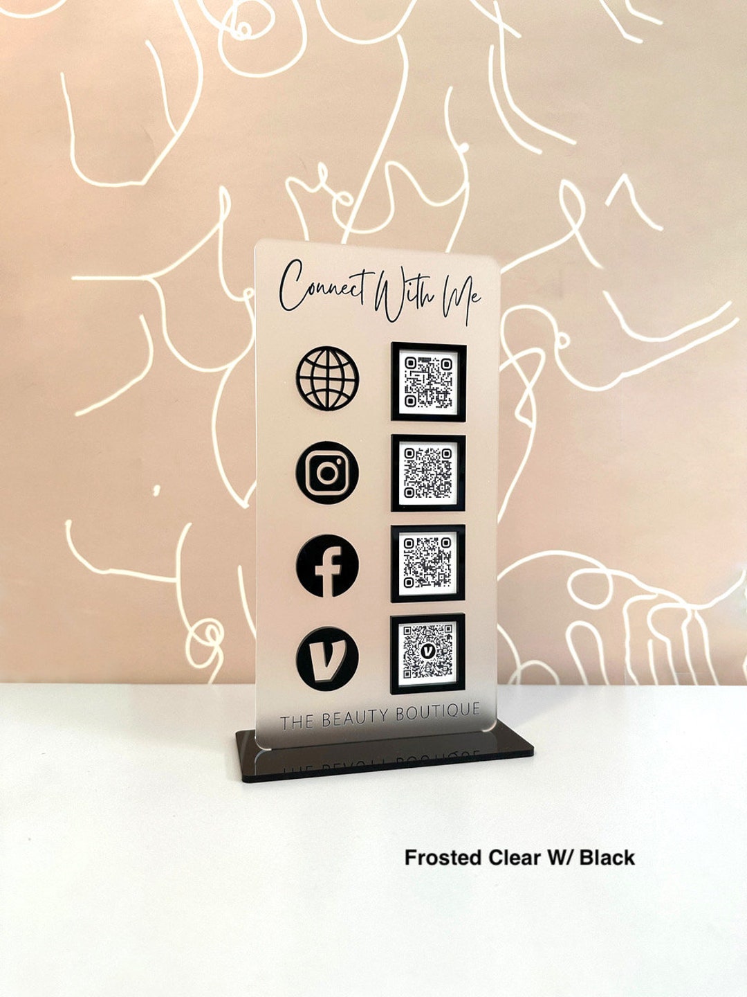 Acrylic QR Code Display Sign: Social Media Connect (4.5x9) - Etsy