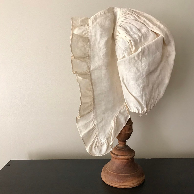 Hand Sewn Linen Lappet Cap, Ruffle Trim, 18th-19th Century Reproduction ...