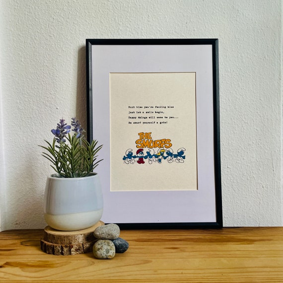 Smurfs Theme Song Vintage Cartoon Lyrics Handtyped Quote Home | Etsy