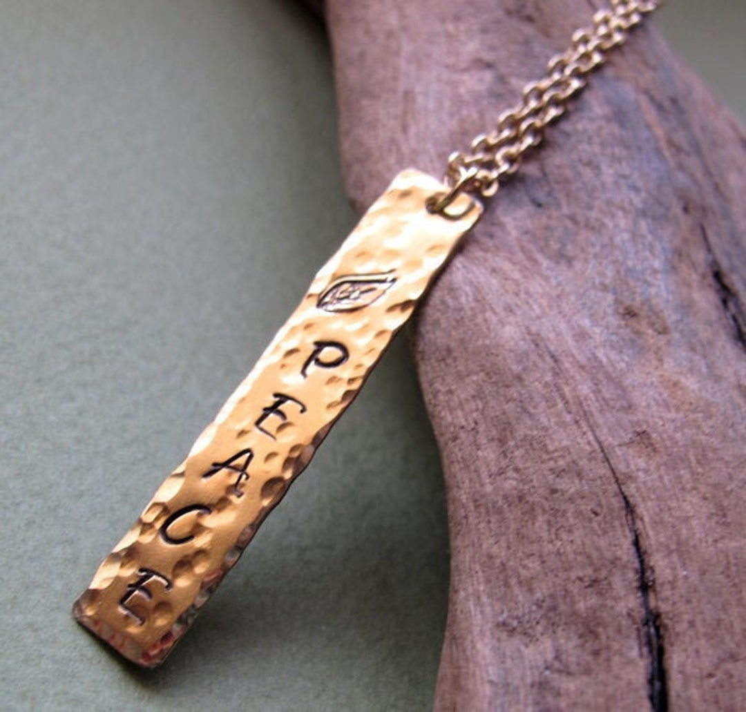 Gold Name Bar Necklace Vertical Pendant Necklace Personalized - Etsy