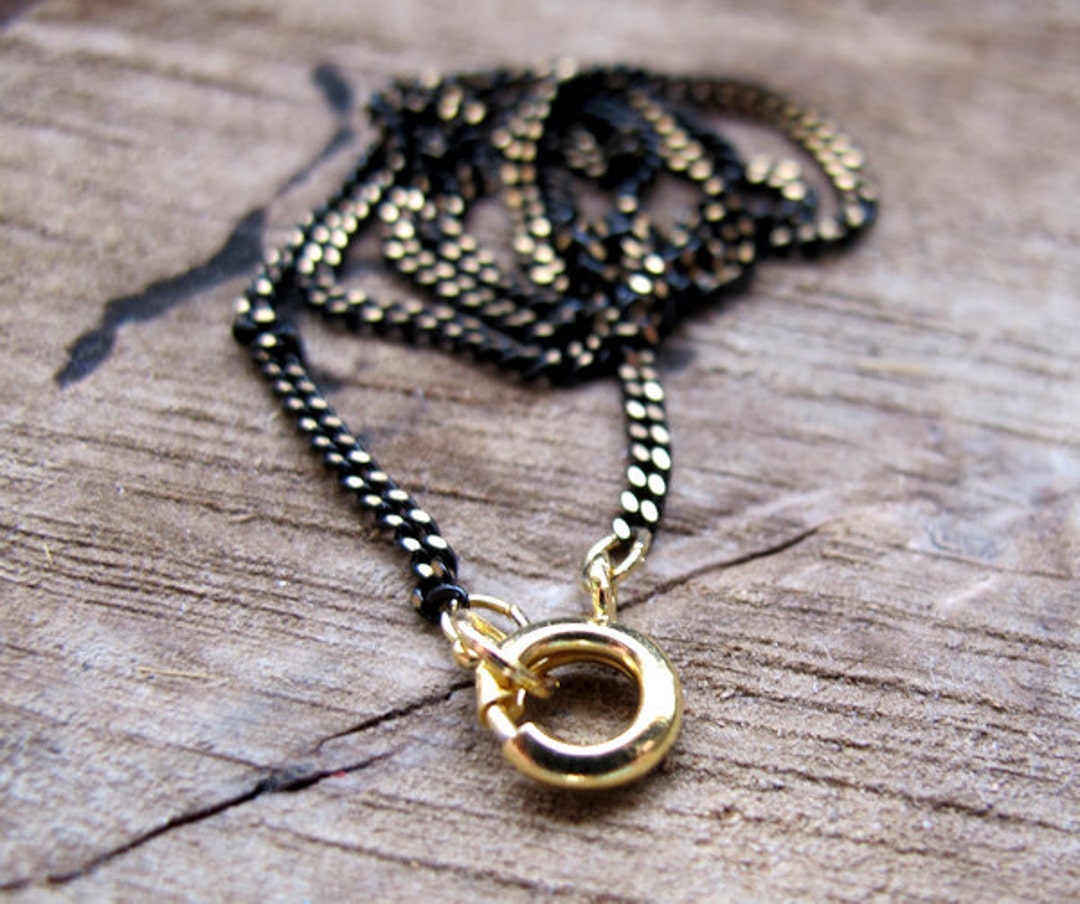Handcrafted Black Necklace Chain With Gold Ring Clasp | Flat Twisted ...