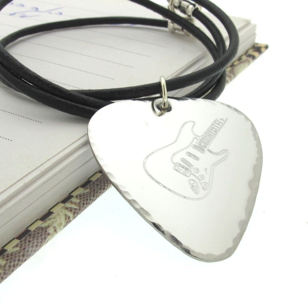 Custom Guitar Pick Necklace Personalized Mens Necklace Plectrum ...