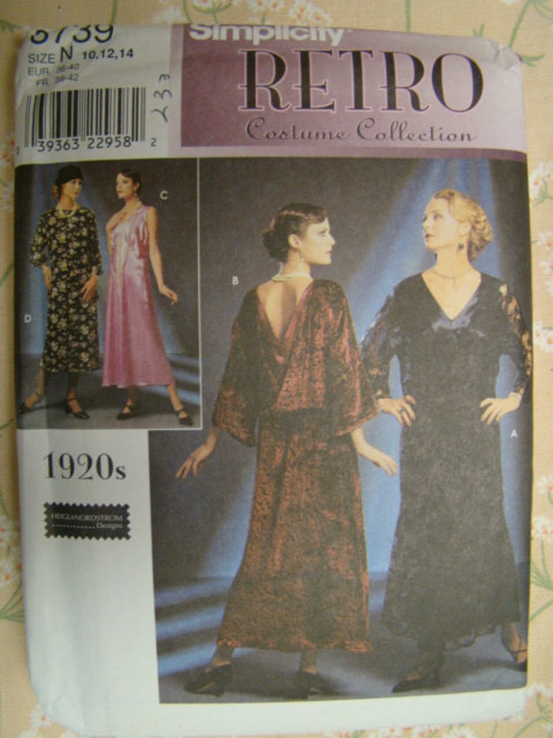 Retro Costume Sewing Pattern 1920s Style Woman's Gown, Theater ...