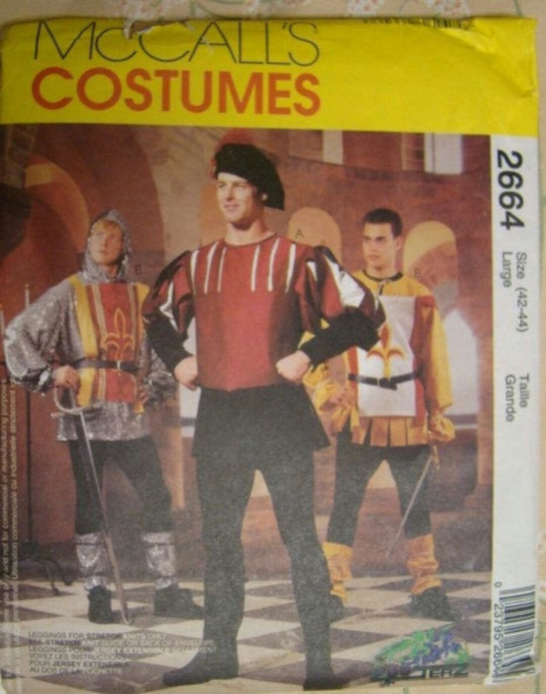 Costume Sewing Pattern Medieval Man's Adult Size Large 42-44 Mccall's ...