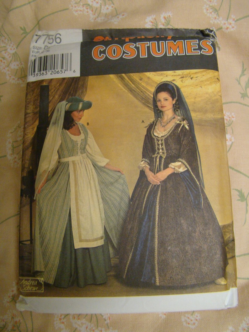 Sewing Pattern Renaissance Woman Costume Pattern Simplicity 7756 Faire ...