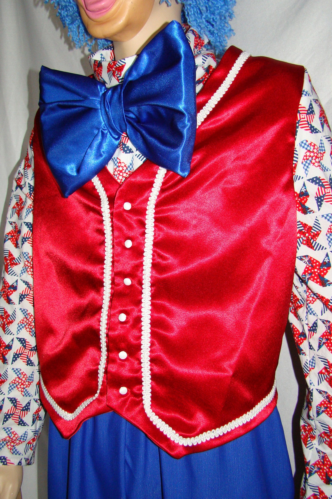 Red White And Blue Clown Costume Handmade One Of A Kind Circus Etsy