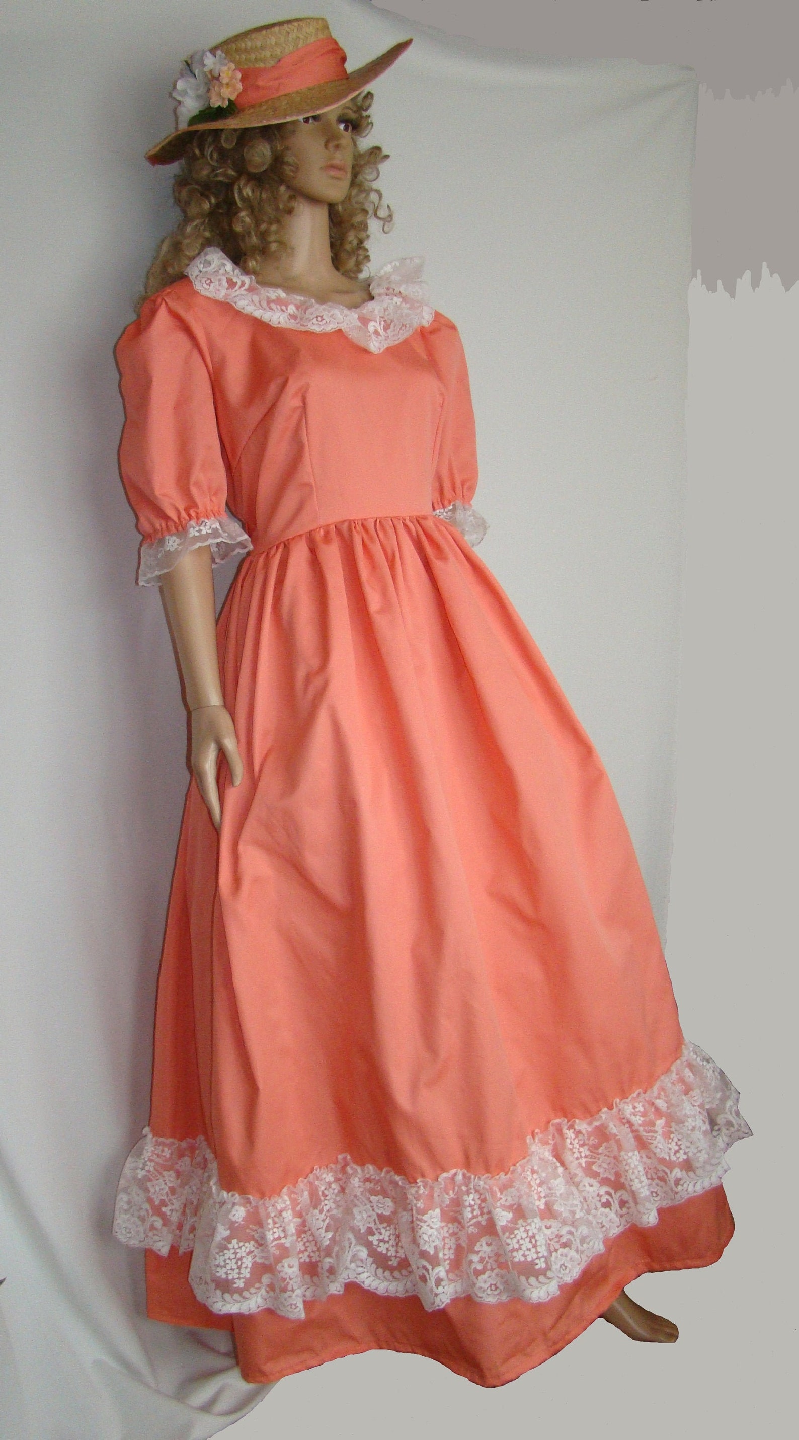 Southern Belle Costume 1800s Gown and Hat Frontier Plus Size | Etsy