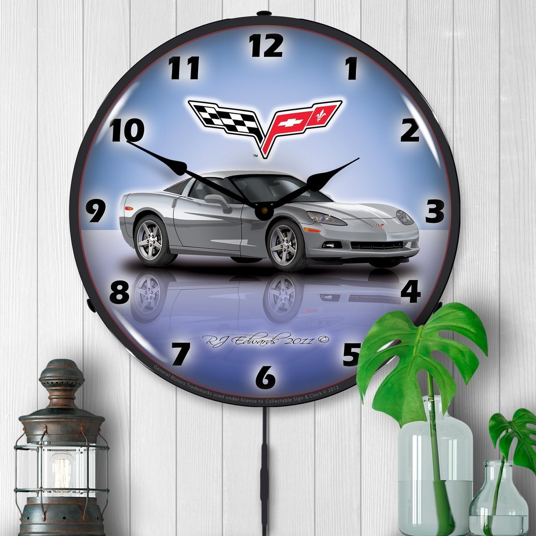 C6 Chevrolet Corvette Blade Silver Lighted LED Backlit CLOCK - Etsy